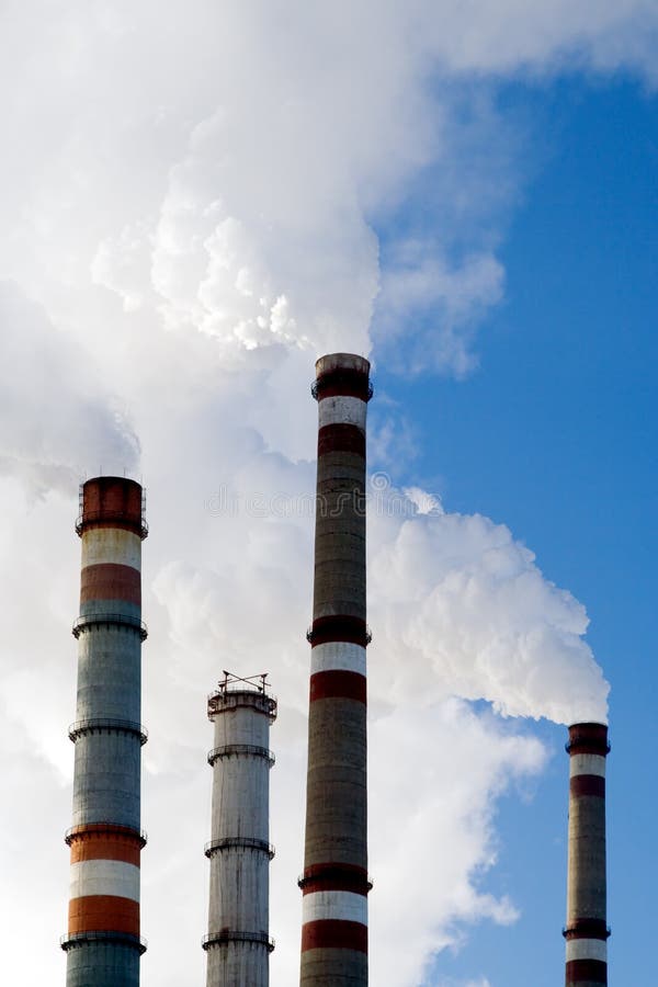 Industrial Smoke Stacks. stock photo. Image of green, vertical - 2007796