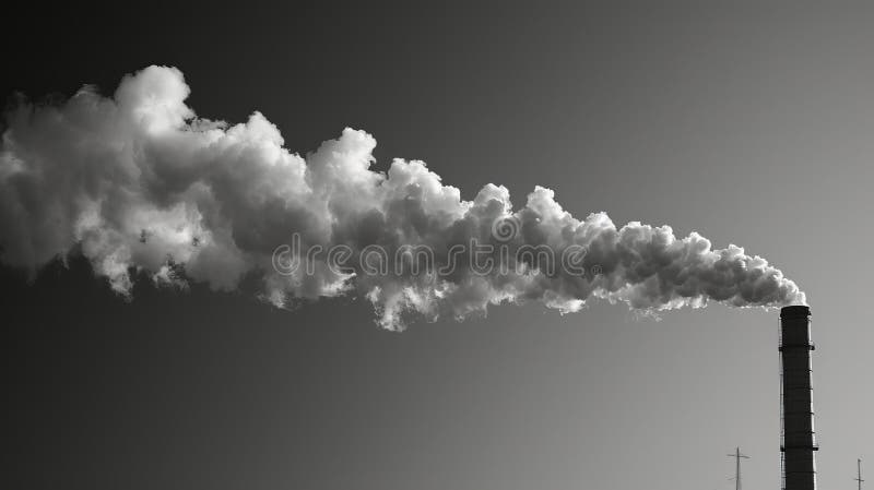 Industrial Smokestack Emitting Thick Smoke. Environmental Pollution and ...