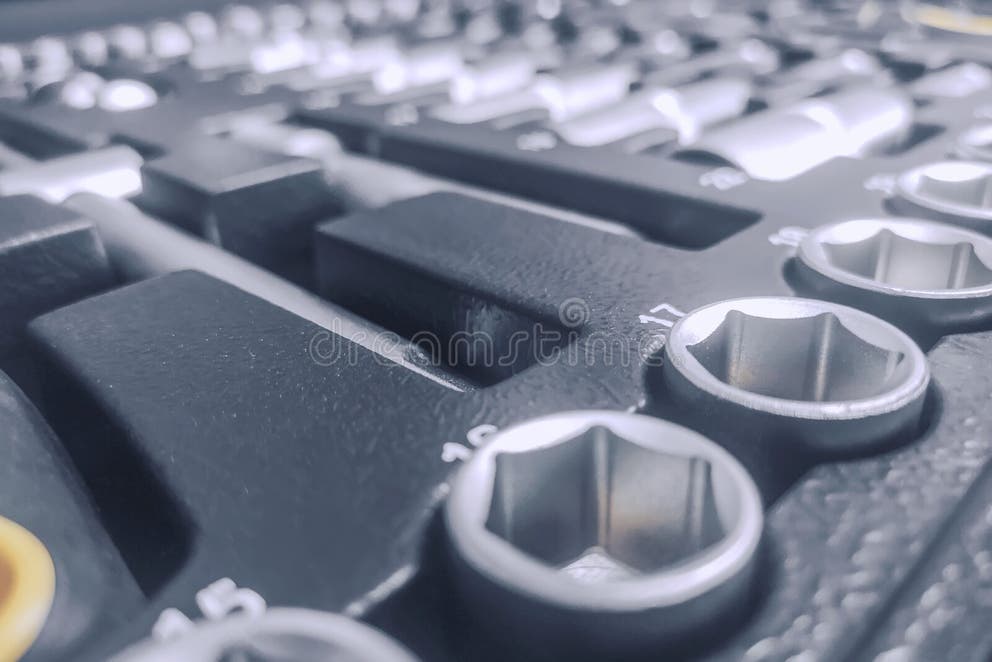 Industrial Socket Set Inside Toolbox, Ratchet Socket Kit Stock Image ...