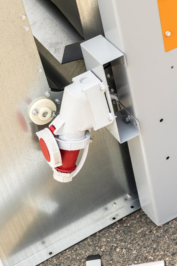 Industrial Sockets and Plugs on the Distribution Board. Preparation of ...