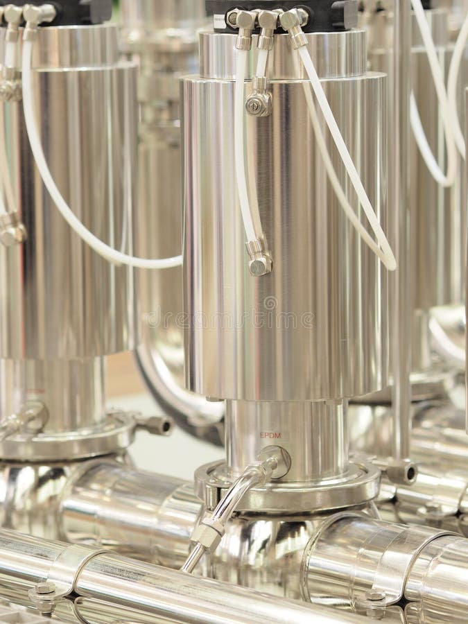 Industrial Stainless Gas and Fluid Cylinders Stock Photo - Image of ...