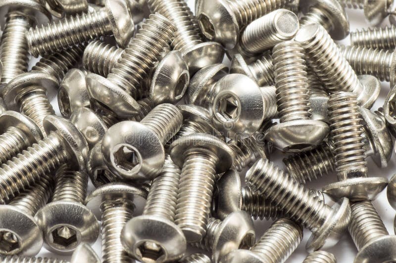 Steel Bolts and Double Nuts on a Grey Steel Plate. Double Nut Fastening ...