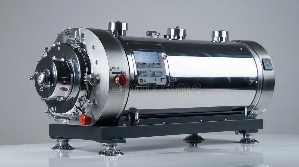 Industrial Stainless Steel Cylindrical Machine with Control Panel and ...