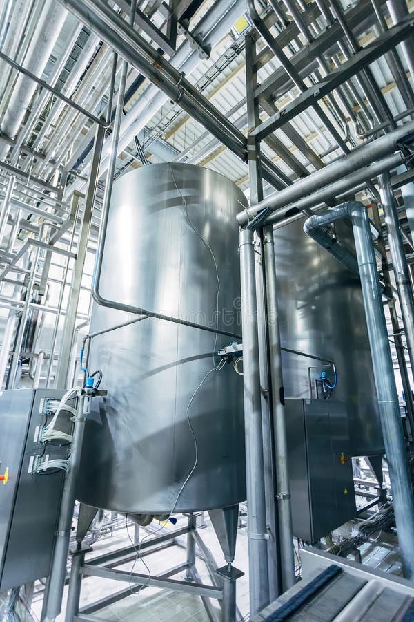 Industrial Stainless Steel Fermentation Vats in Modern Brewery Stock ...