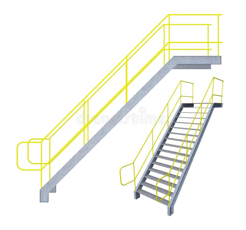 Industrial Staircase Isolated on White Side View Stock Illustration ...