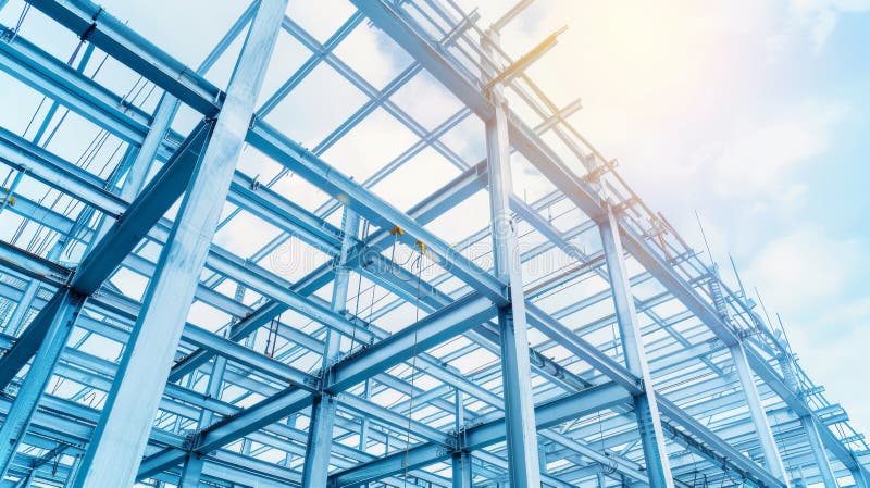 An Industrial Steel Frame Roof Under Construction, Showcasing Modern ...