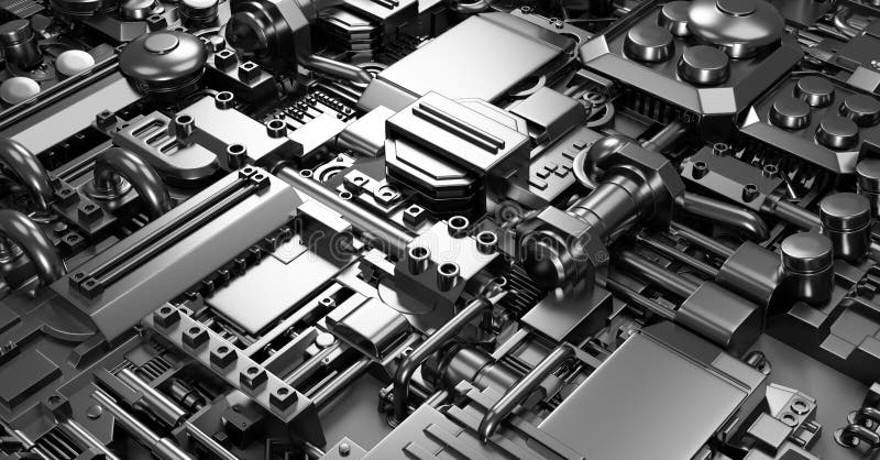 Industrial Steel Mechanical Elements Background Stock Illustration ...