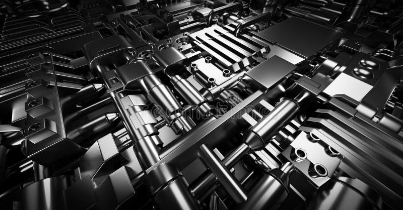 Industrial Steel Mechanical Elements Background Stock Illustration ...