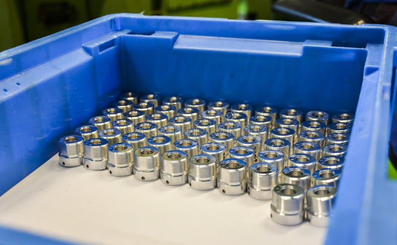 Industrial Steel Parts in a Box Stock Image - Image of shiny ...