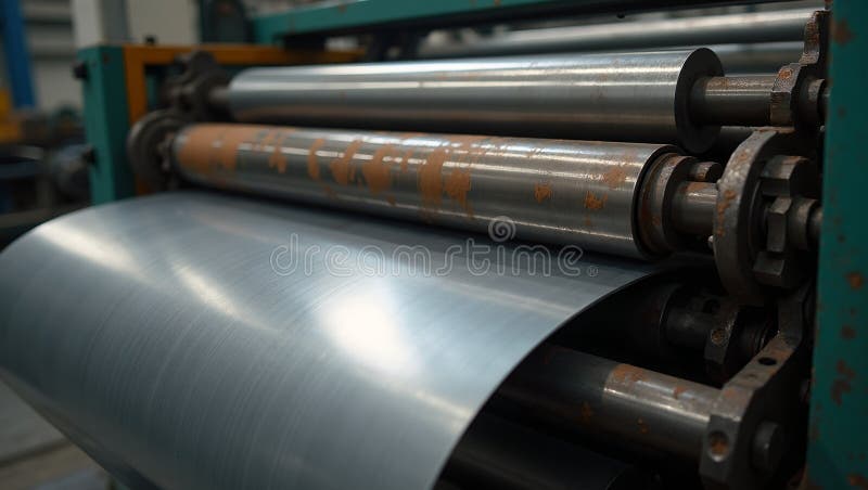 Industrial Steel Rolling Mill with Shiny Metal Sheets Emerging from ...