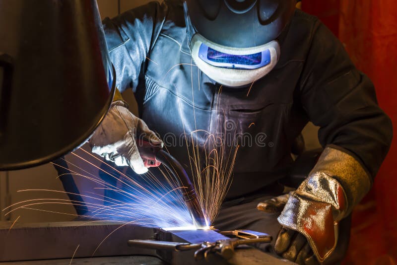 Industrial Steel Welder in Factory Welder, Craftsman Stock Image ...