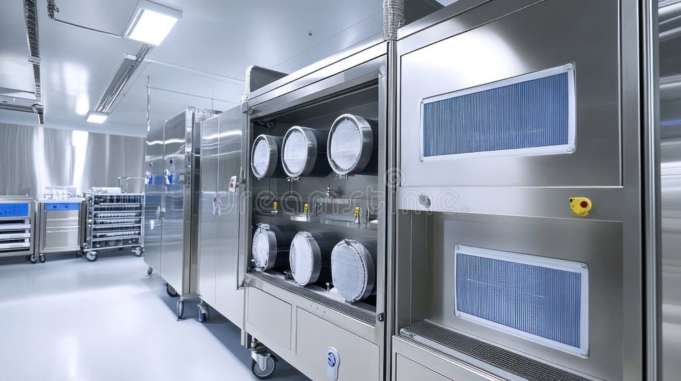 Industrial Sterile Cleanroom Stock Illustration - Illustration of steel ...