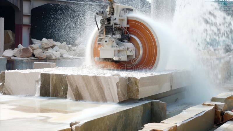 Industrial Stone Fabrication Cutting Process in Motion Stock ...