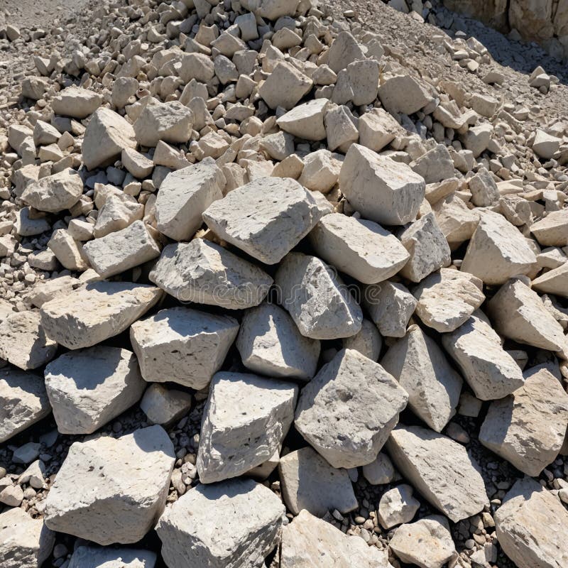 Industrial Stone Quarry Pile of Rough Limestone in Natural Sunlight ...