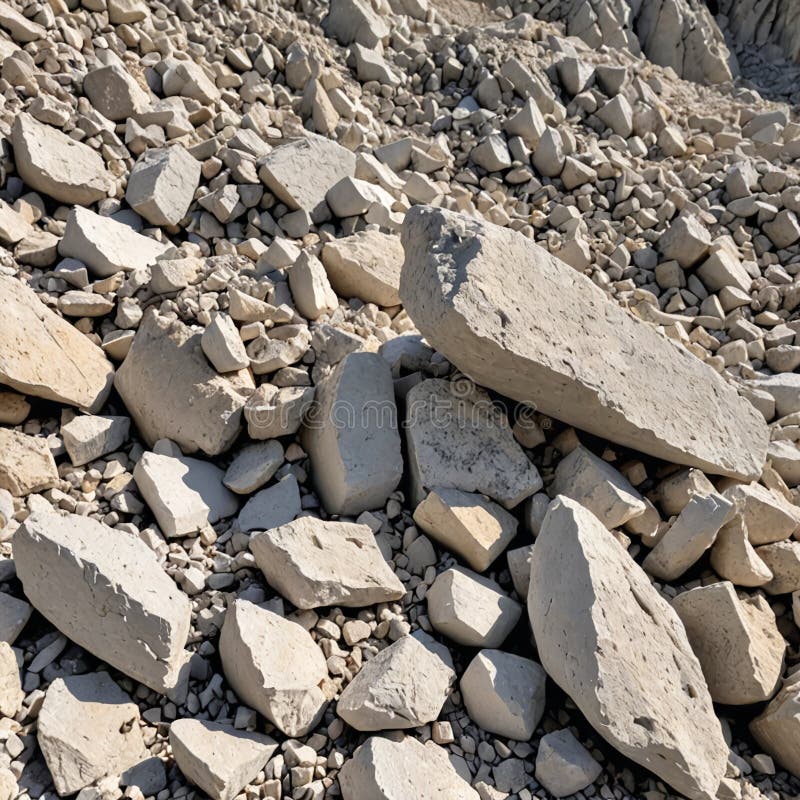 Industrial Stone Quarry Pile of Rough Limestone in Natural Sunlight ...