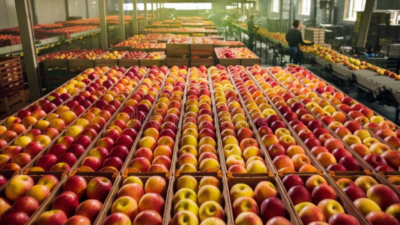 Industrial Storage of Apples in Refrigerated Chambers. Stock Photo ...