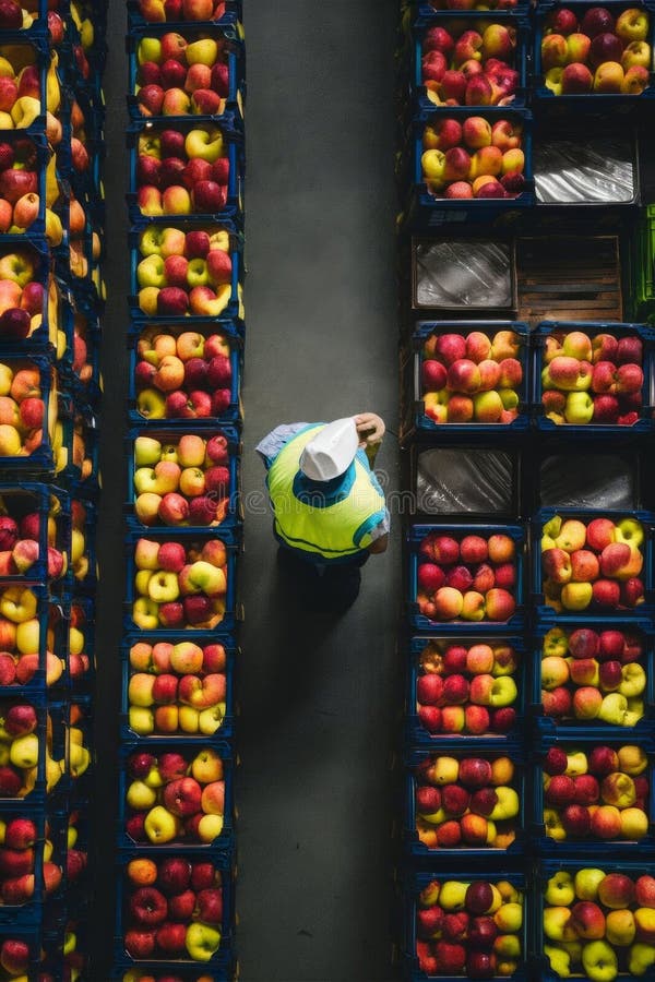 Industrial Storage of Apples in Refrigerated Chambers. Stock Photo ...