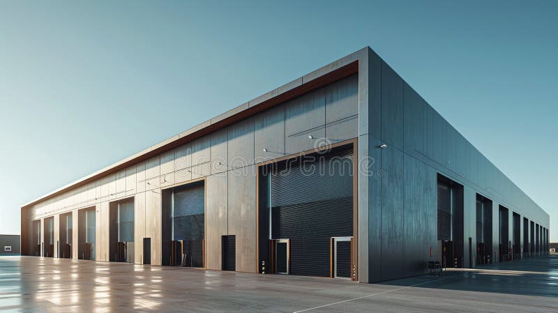Modern Industrial Warehouse Exterior: Strong, Sleek Design. Perfect for ...