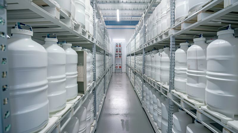 Industrial Storage of Large Plastic Liquid Containers in Production ...