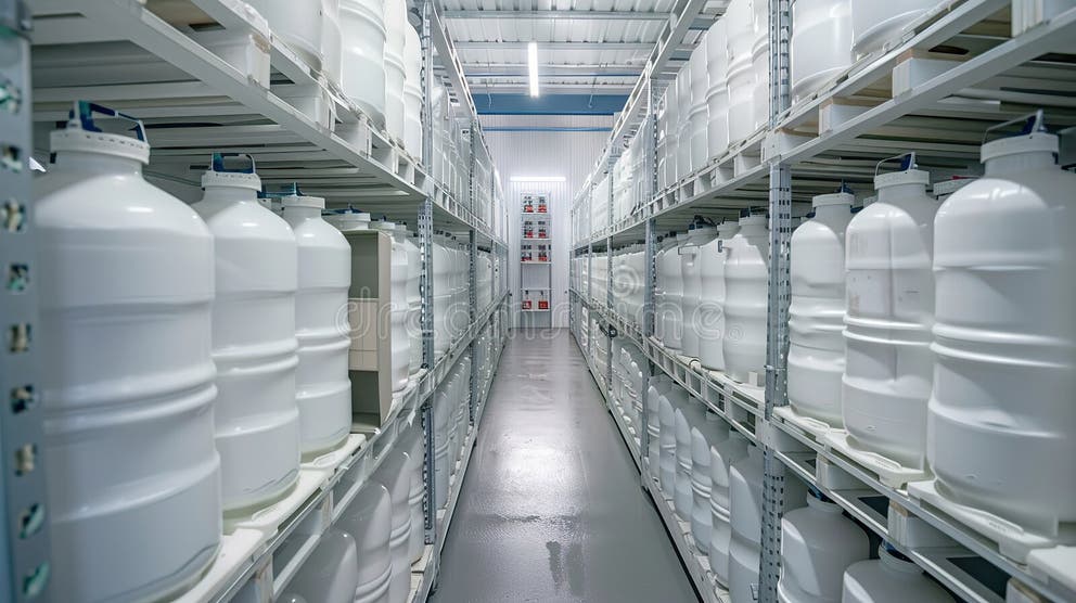 Industrial Storage of Large Plastic Liquid Containers in Production ...