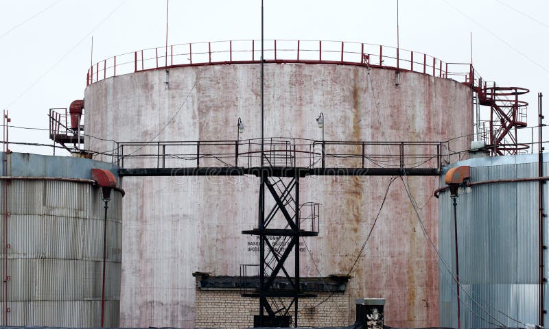 Industrial Storage Tanks with a Latter Access Stock Image - Image of ...