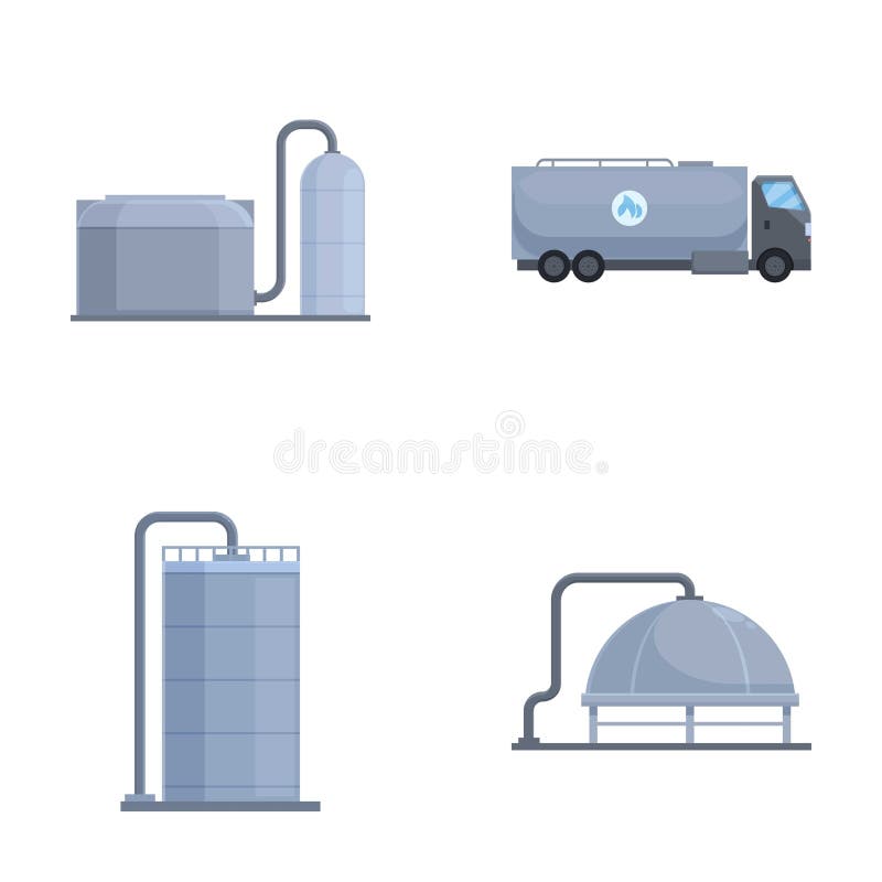 Industrial Storage Tanks and Water Truck Vector Set Stock Vector ...