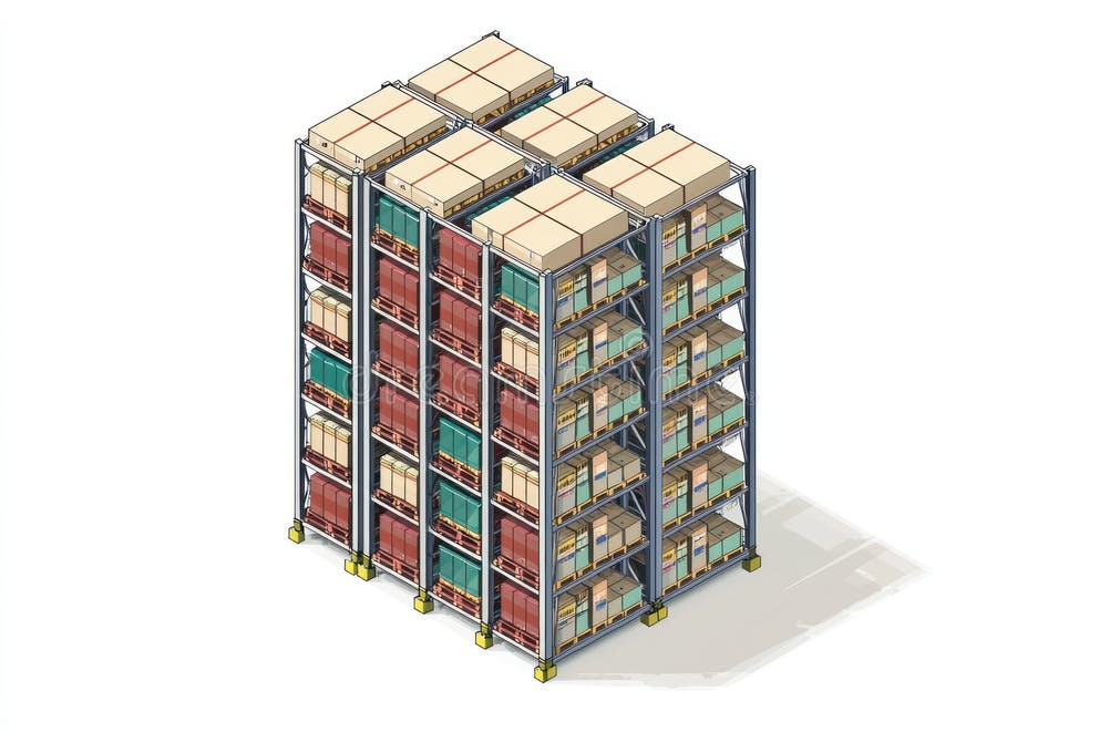Industrial Storage Warehouse with Stacked Containers, Showcasing ...