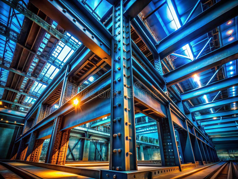 Industrial Strength Steel Beam Frame Construction a WideAngle View of ...