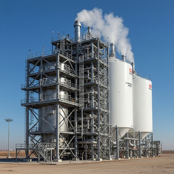 Industrial Structure with Large Silos and a Complex Network of Pipes ...