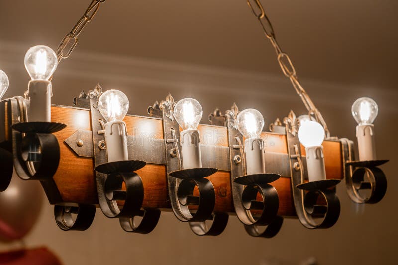 Industrial Style Ceiling Light Fixture with Multiple Bulbs Illuminating ...