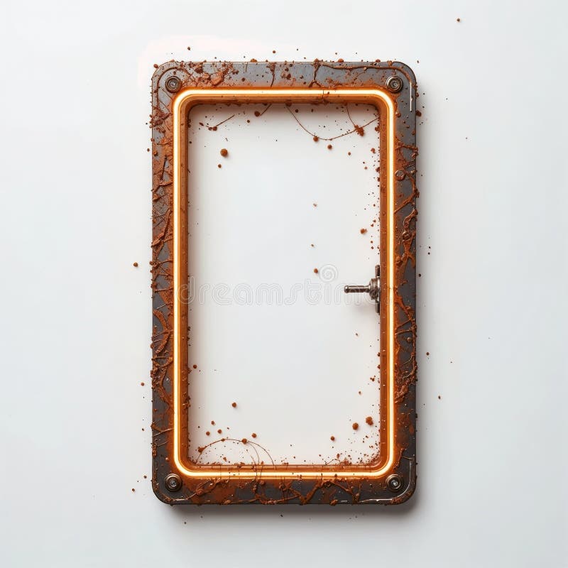 Industrial Style Door with Metallic Frame and Rust Patterns Stock ...