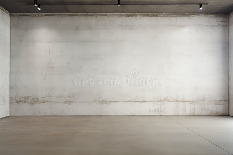 Industrial-Style Empty Room with White Canvas, Striped Concrete ...