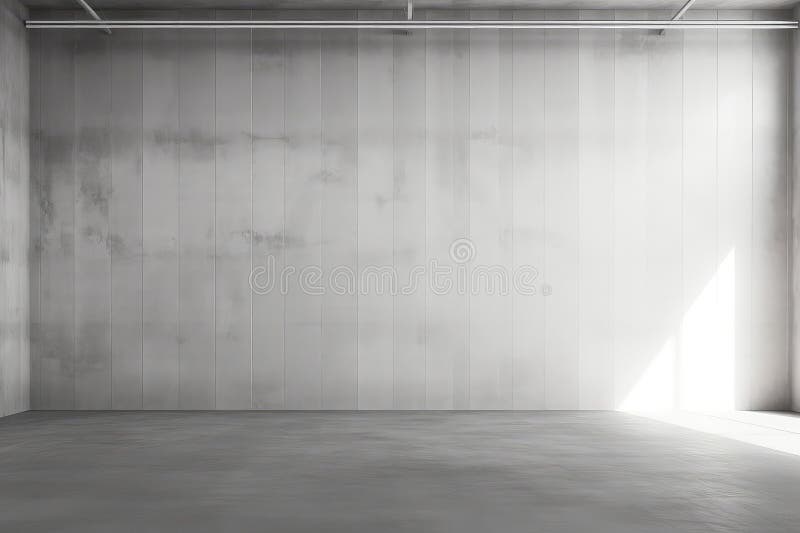 Industrial-Style Empty Room with White Canvas, Striped Concrete ...