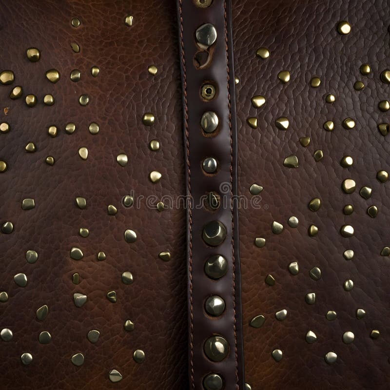 Industrial-Style Leather Featuring Silver or Brass Rivets and Rugged ...