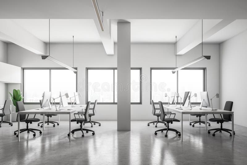 Industrial Style Office Side View, Columns Stock Illustration ...