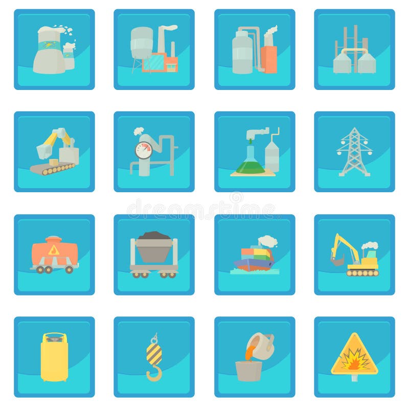 Industrial Symbols Icon Blue App Stock Vector - Illustration of coal ...
