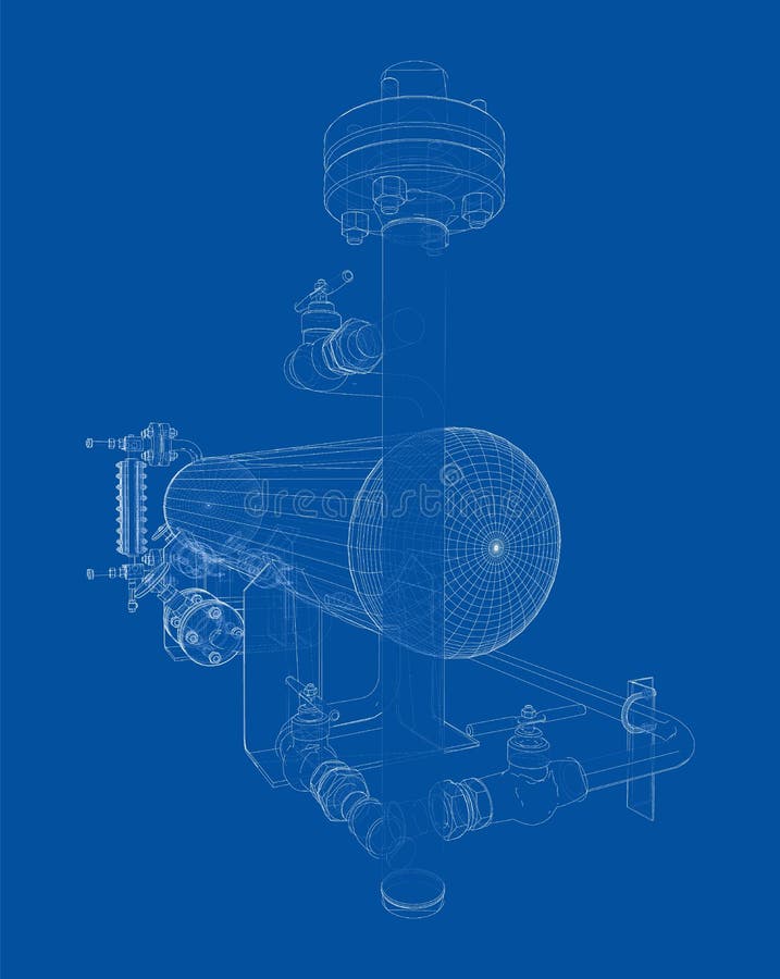 Industrial Tank with Valves. Vector Stock Vector - Illustration of line ...