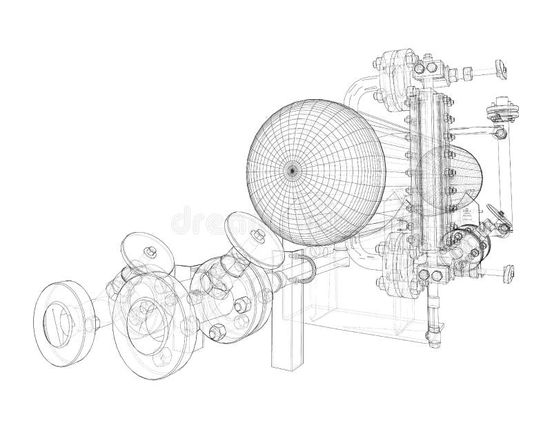 Industrial Tank with Valves. Vector Stock Vector - Illustration of ...