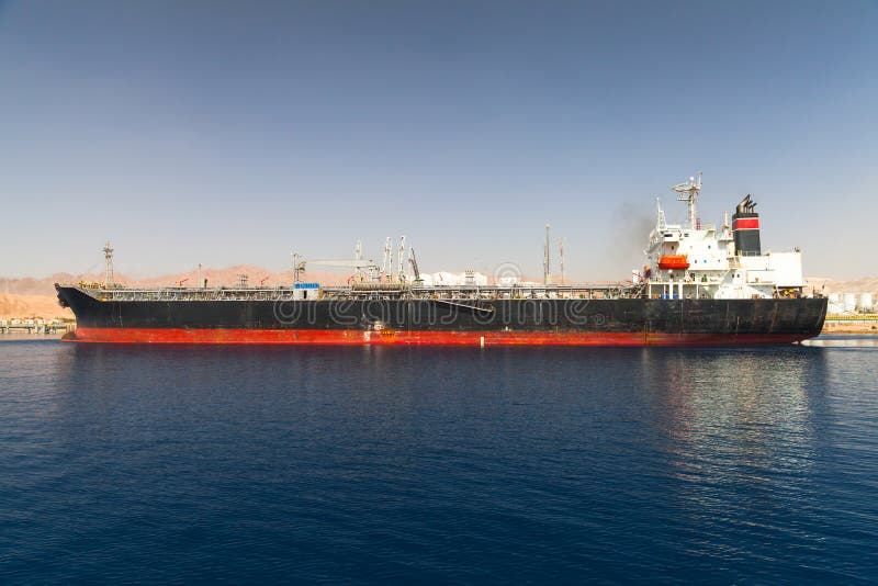 Industrial Tanker Ship Loading in a Port Stock Image - Image of freight ...