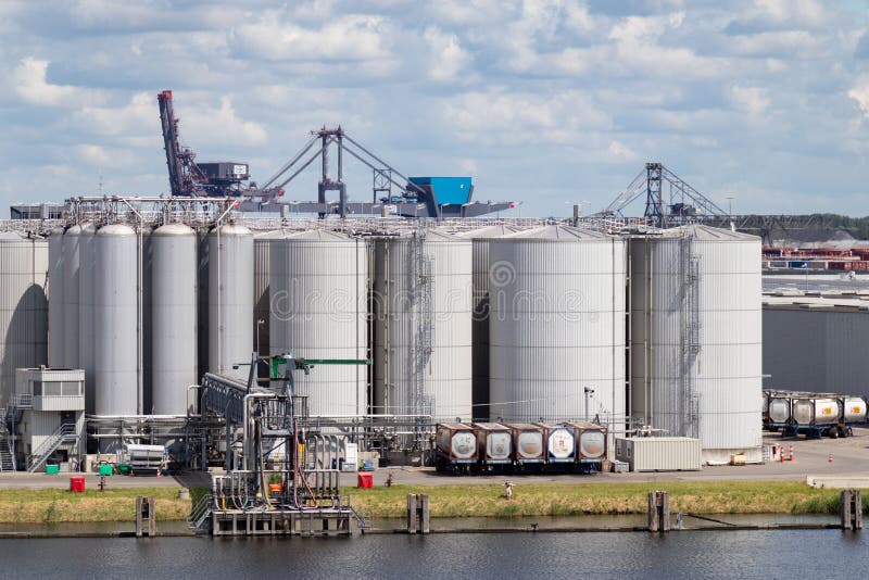 Industrial Tanks and Jetty Containers on the Harbor of Amsterdam the ...