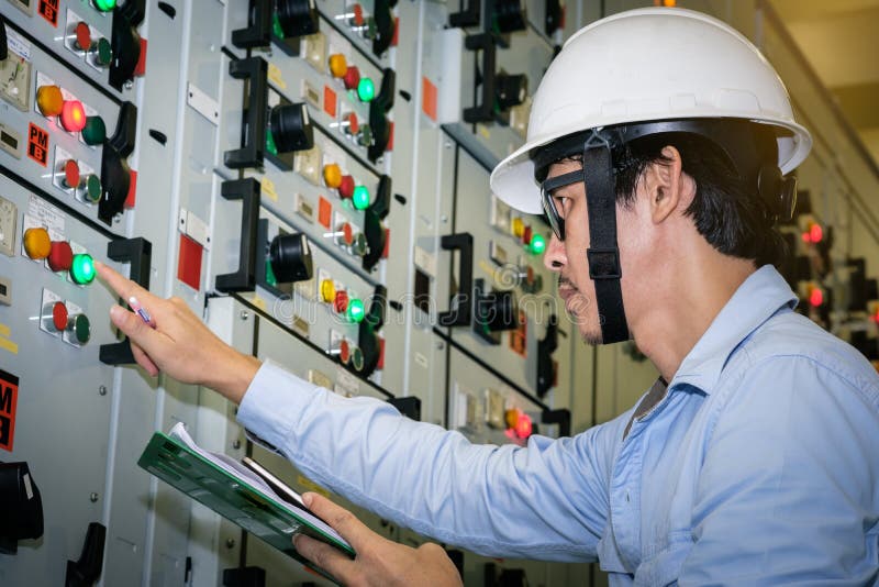 Industrial Technician Check Current Status in Control Panel of P Stock ...
