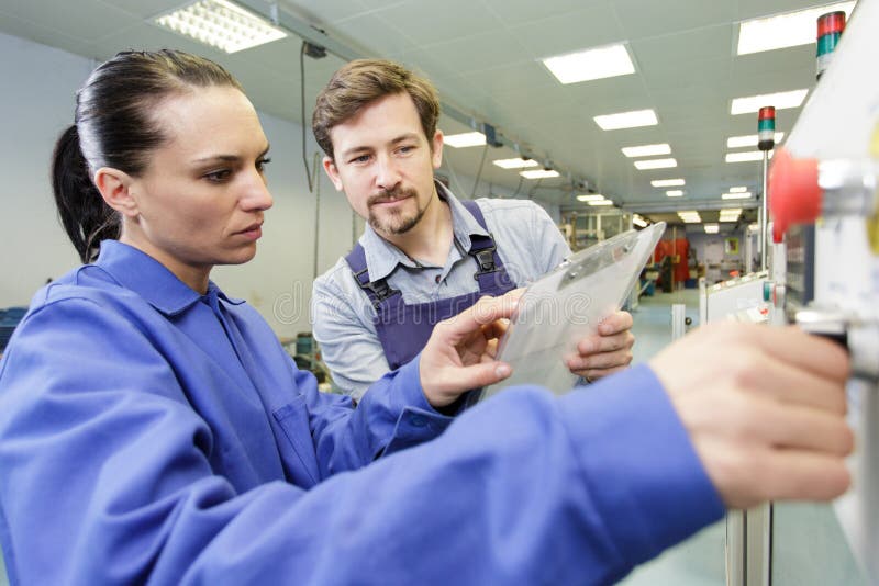 Industrial Technicians Checking Machine Stock Image - Image of ...