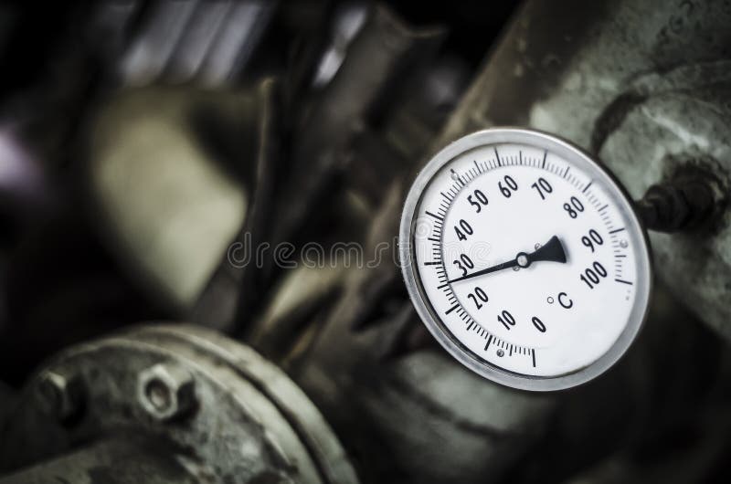 Industrial Temperature Gauge Stock Image - Image of steel, device: 42350869