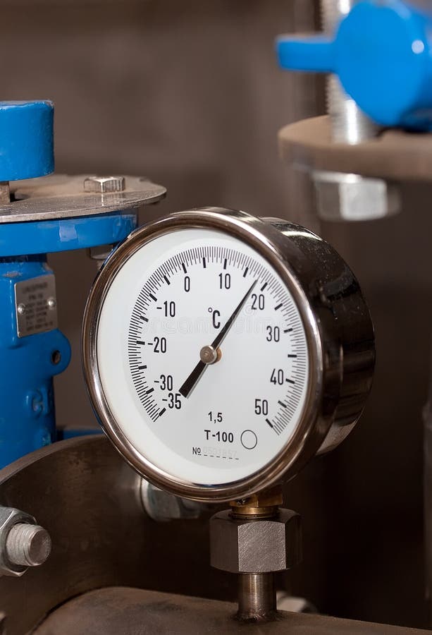 Industrial Temperature Meter Stock Image - Image of warm, circular ...