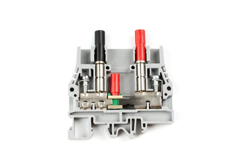 Terminal Block on 12 Contacts for Connection of Electric Wires. Set of ...