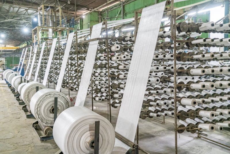 Industrial Textile Manufacturing Process with Machines Stock Photo ...