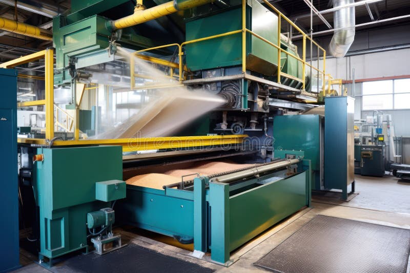 Industrial Textile Process, Wool Carding Machine in Action Stock ...