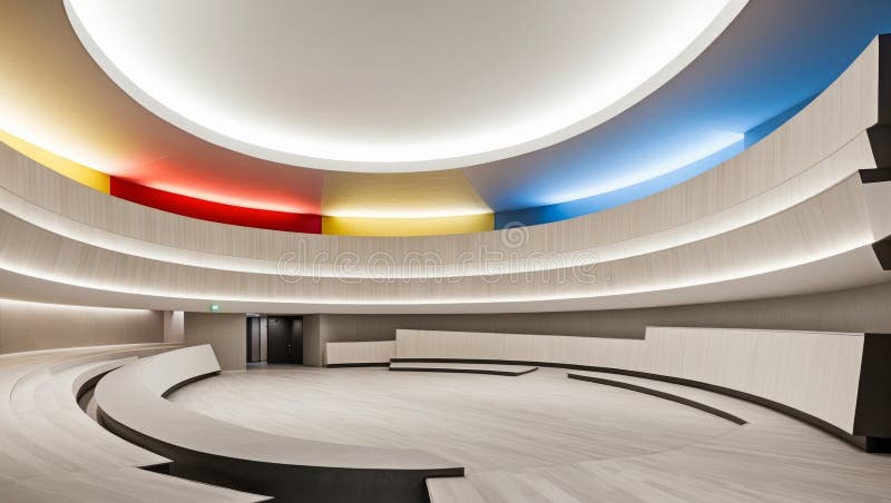 Industrial Theater Stage with Curved Wall for Commercial Space. Stock ...