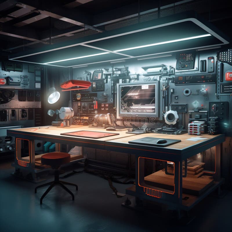 Industrial Themed Workbench Setup Innovative Inventors Stock Photos ...