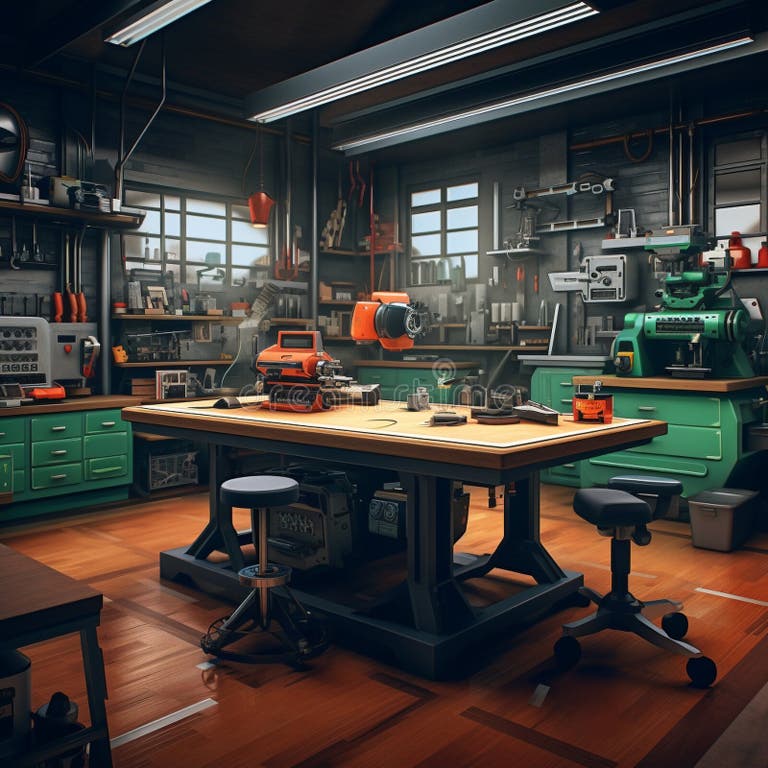 Industrial-themed Workbench Setup for Innovative Inventors Stock Photo ...